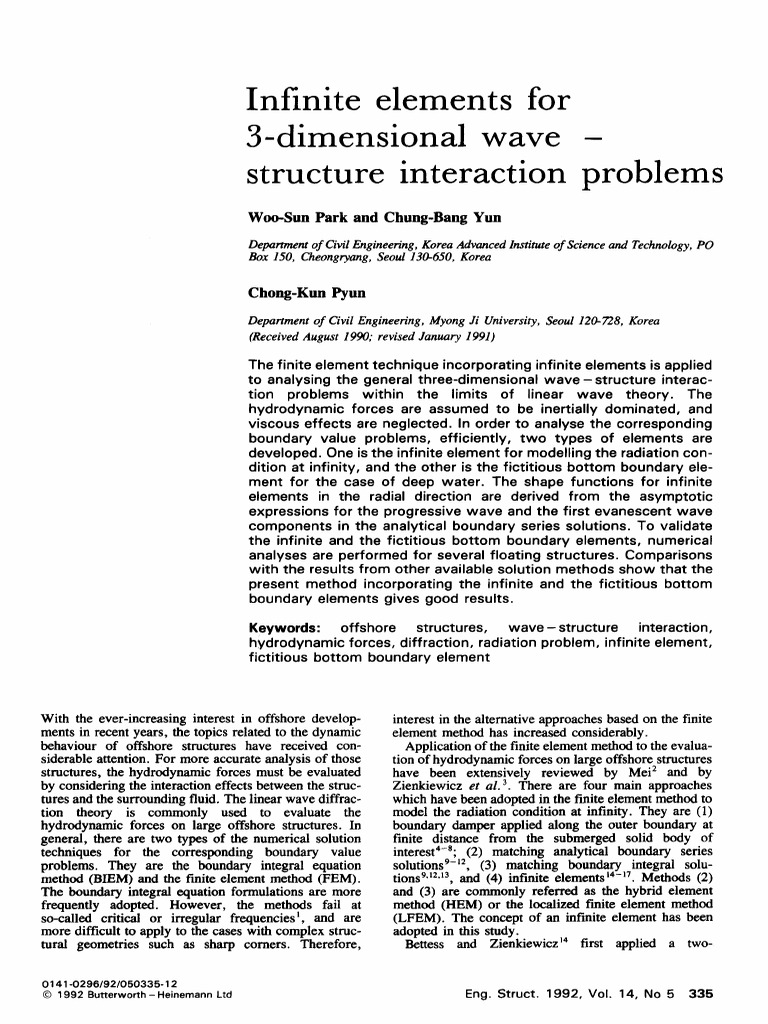 Infinite Elements For 3 Dimensional Wave - Structure Interaction ...