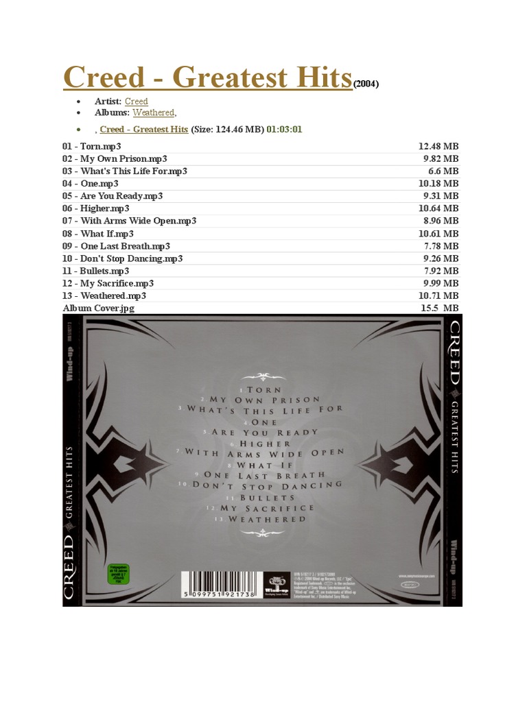 Creed: Greatest Hits Album Overview | PDF