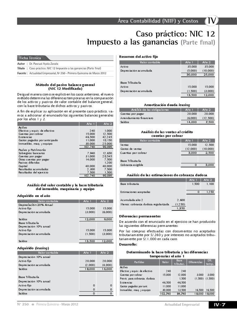 Nic 12 PDF | PDF | Depreciación | Impuestos