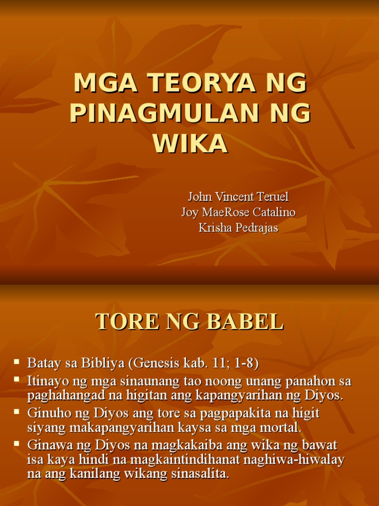 Mga Teorya NG Pinagmulan NG Wika | PDF