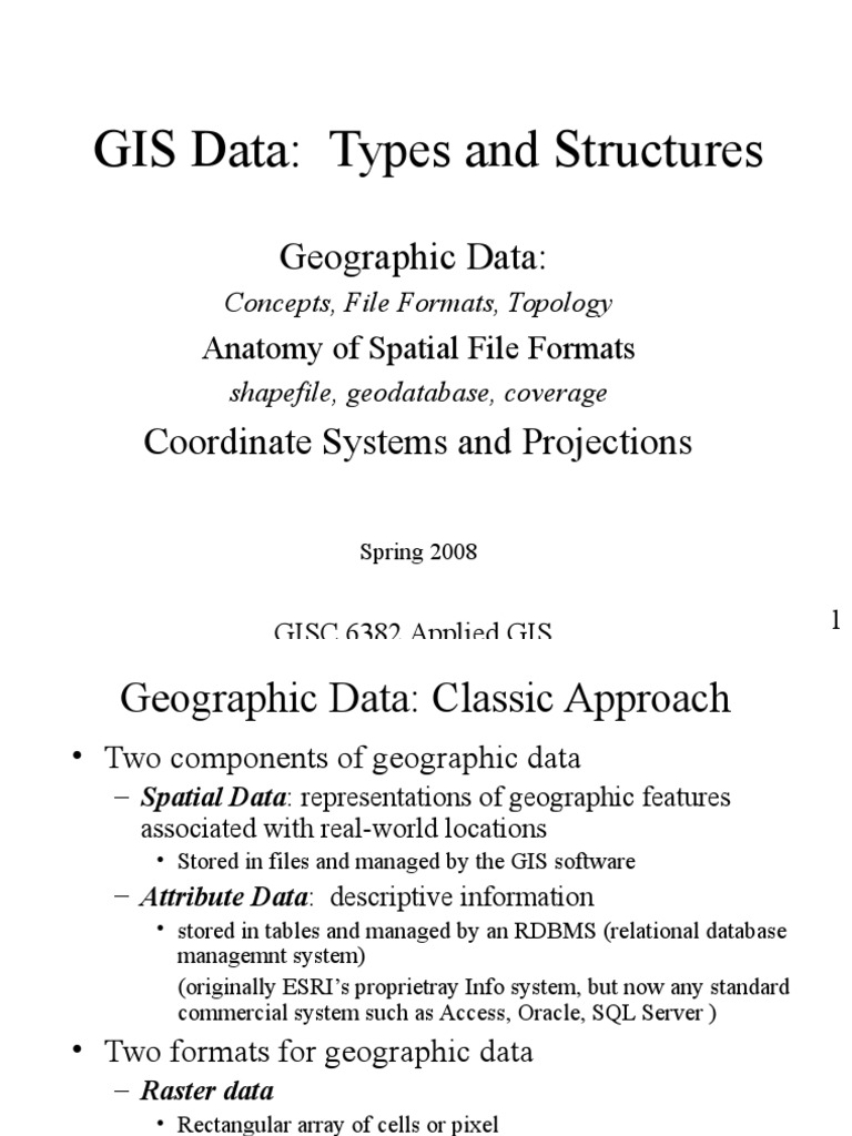 GIS Data: Types and Structures | Download Free PDF | Arc Gis | Geographic Information System