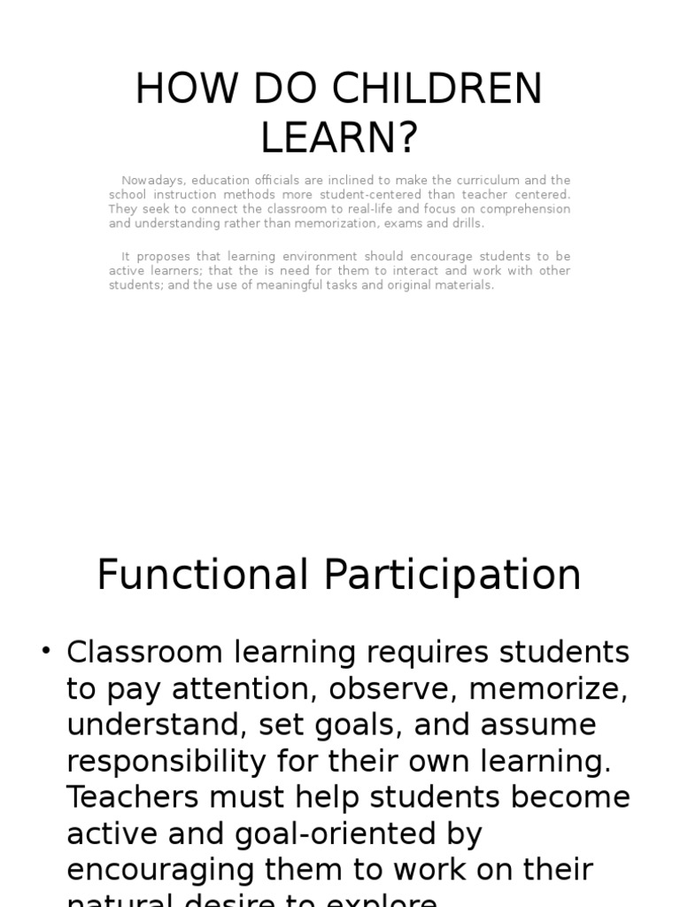 How Do Children Learn | PDF | Reading Comprehension | Learning