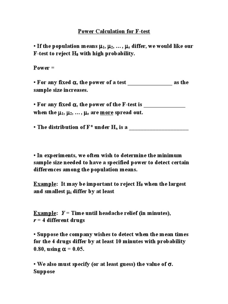 F-Test Power and Comparison Methods | PDF | F Test | Confidence Interval