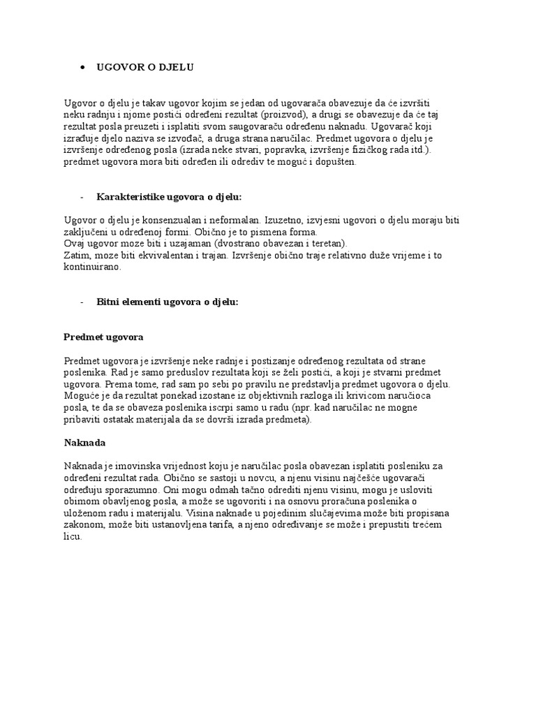 Ugovor o Djelu | PDF