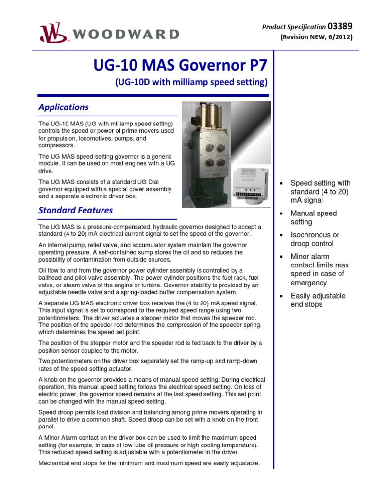 UG 10 MAS Governor P7: Applications | PDF | Engines | Valve