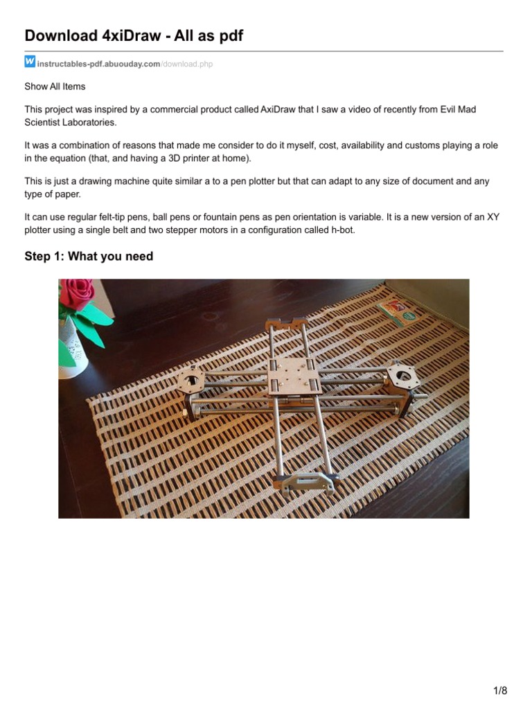 4xidraw - All As PDF: Step 1: What You Need | PDF | Arduino | Screw