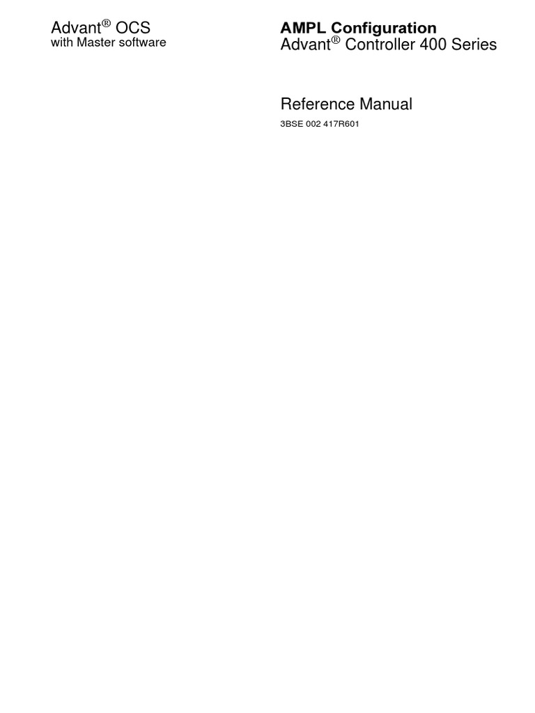3BSE002417R601 en AMPL Configuration Advant Controller 400 Series Reference Manual PDF | PDF ...