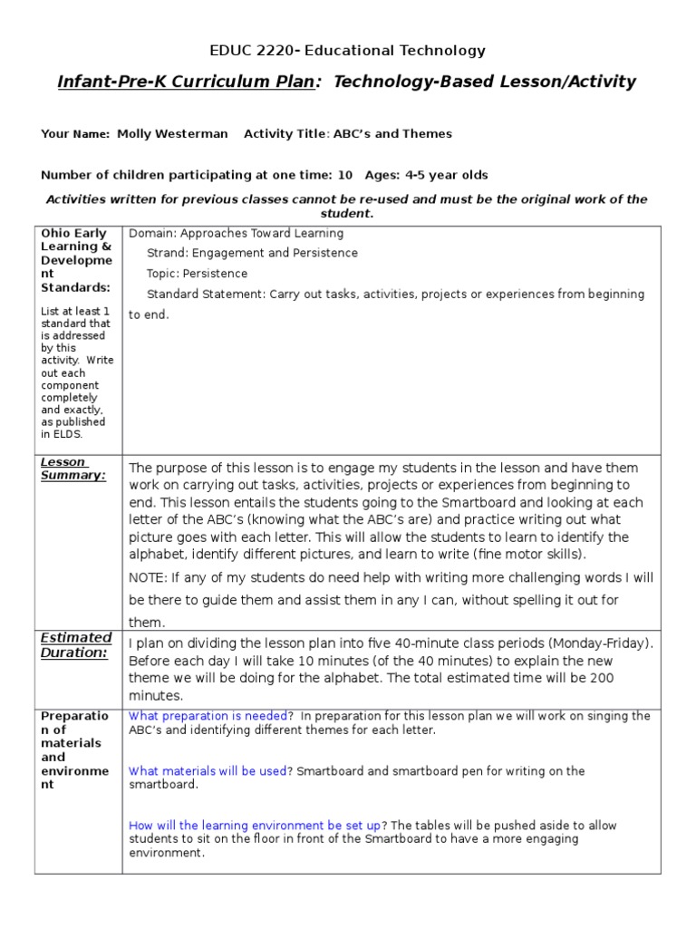 EDUC 2200 - Tech Lesson Plan | PDF | Differentiated Instruction ...