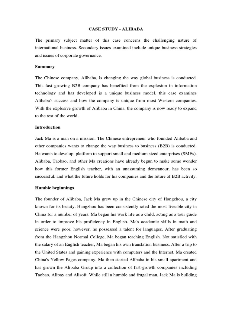 Case Study - Alibaba | PDF | Alibaba Group | Yahoo!