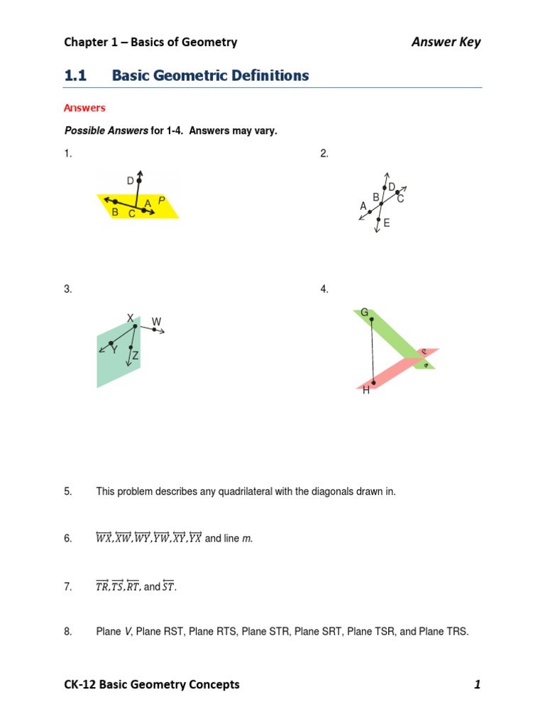MS Answer Key - CK-12 Basic Geometry Concepts (Revised) | PDF ...
