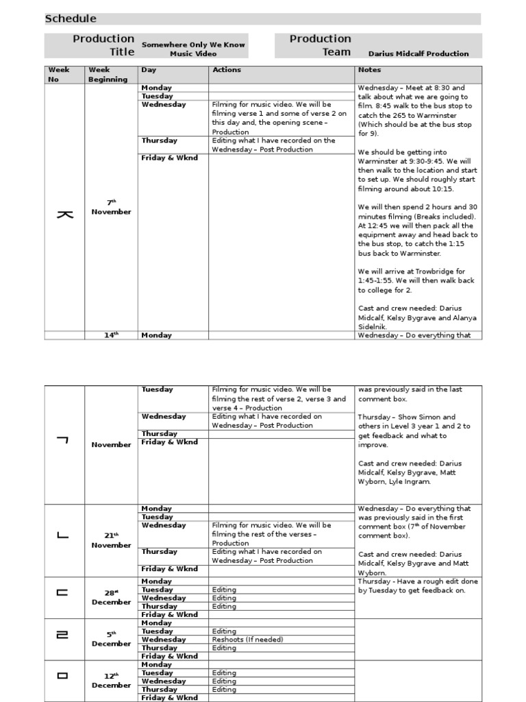 Schedule v1 0-2 | PDF