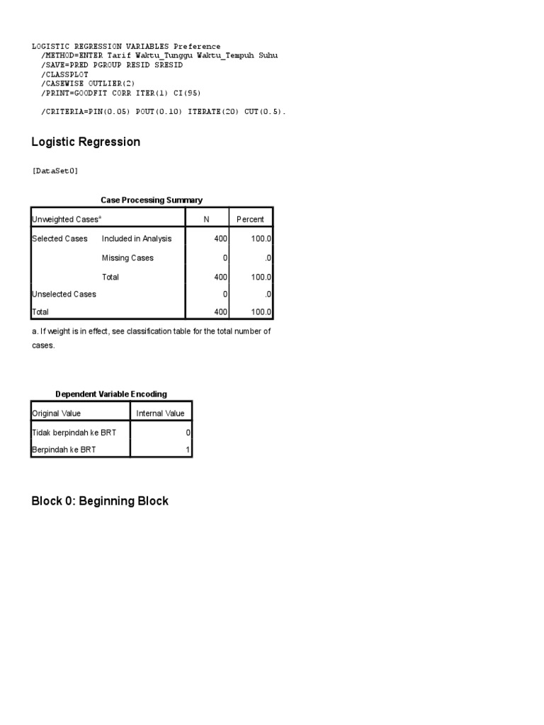 Logistic Regression: Case Processing Summary | PDF | Logistic Regression | Scientific Method