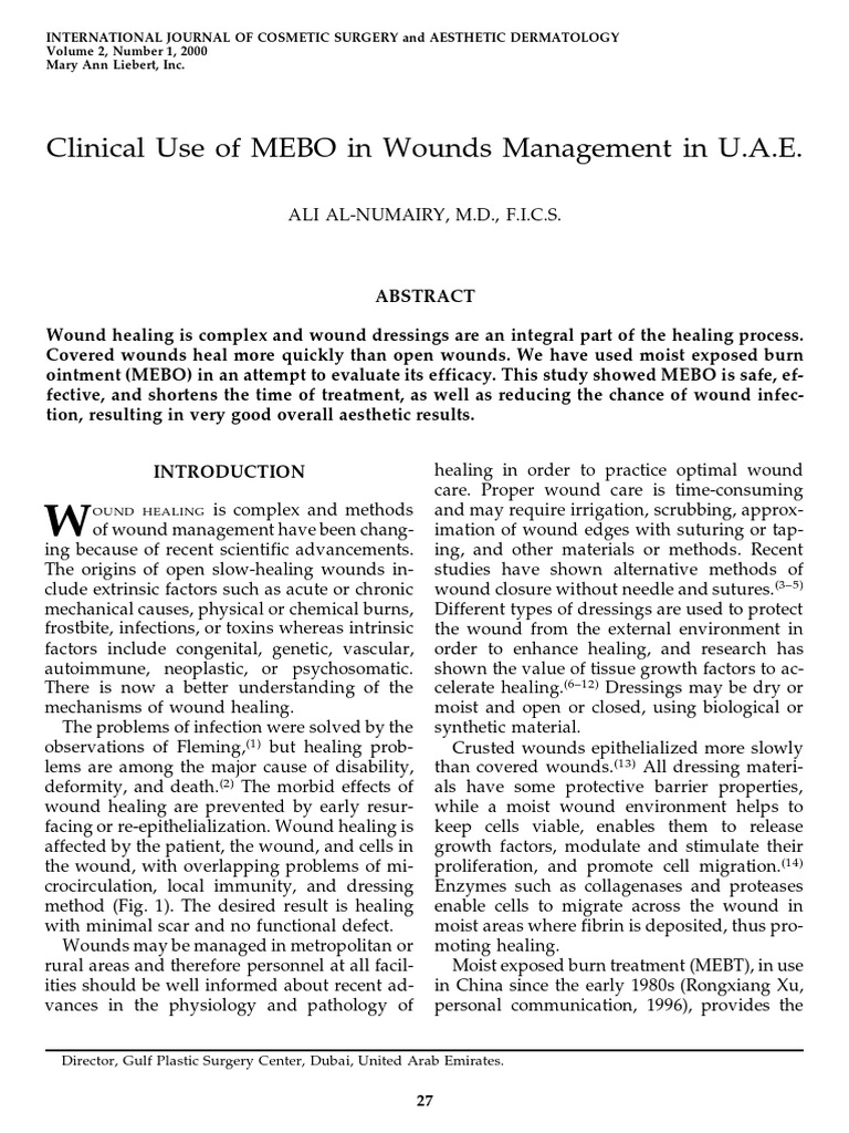 Clinical Use of MEBO in Wound Management in UAE PDF | PDF | Wound | Healing