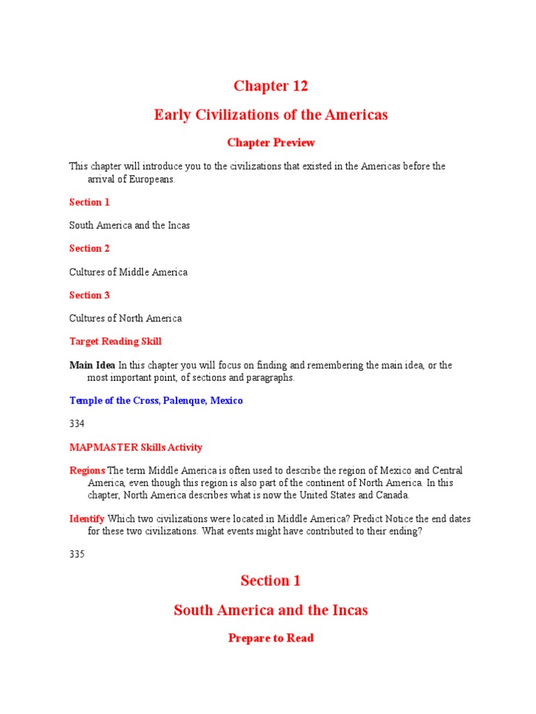 Early Civilizations of The Americas: Chapter Preview | PDF | Ancestral ...