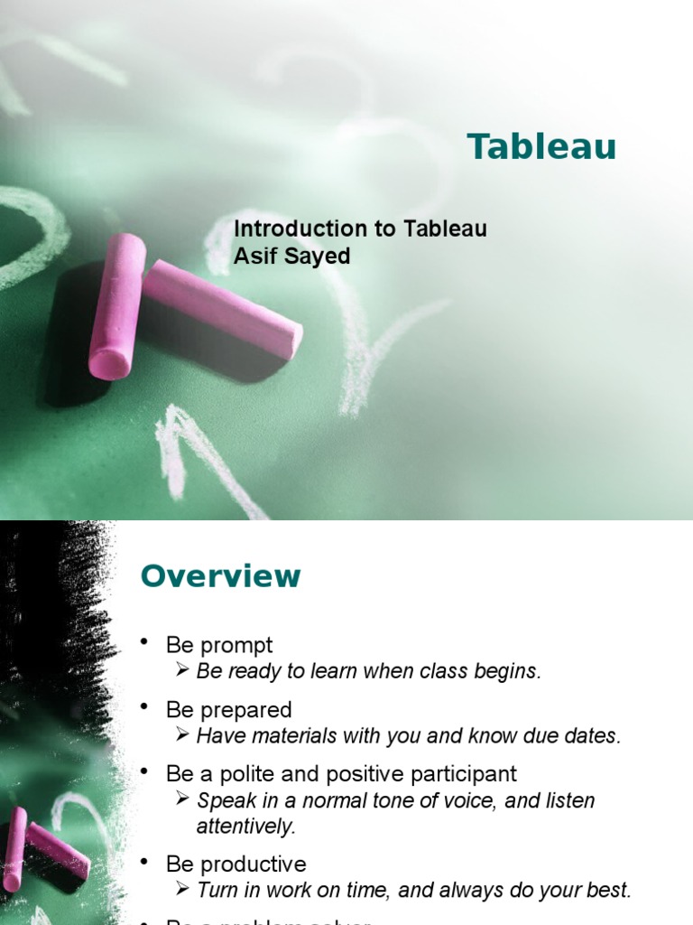 Tableau: Introduction To Tableau Asif Sayed | PDF