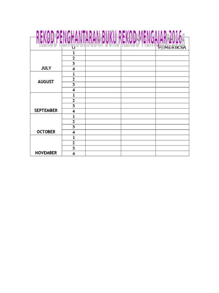 Jadual Buku Rekod | PDF