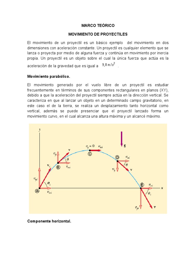 Movimiento de Proyectiles | PDF | Movimiento (física) | Aceleración