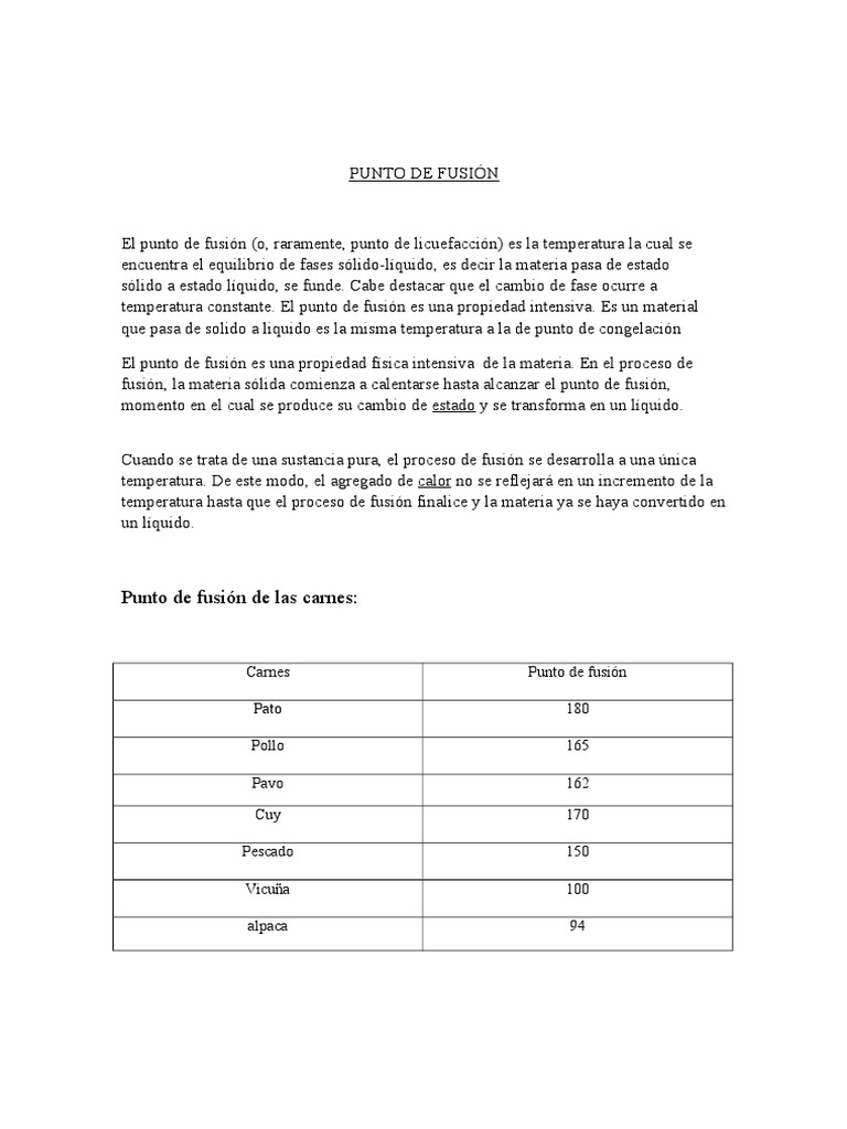 Punto de Fusión: Conceptos y Ejemplos | PDF | Tecnología