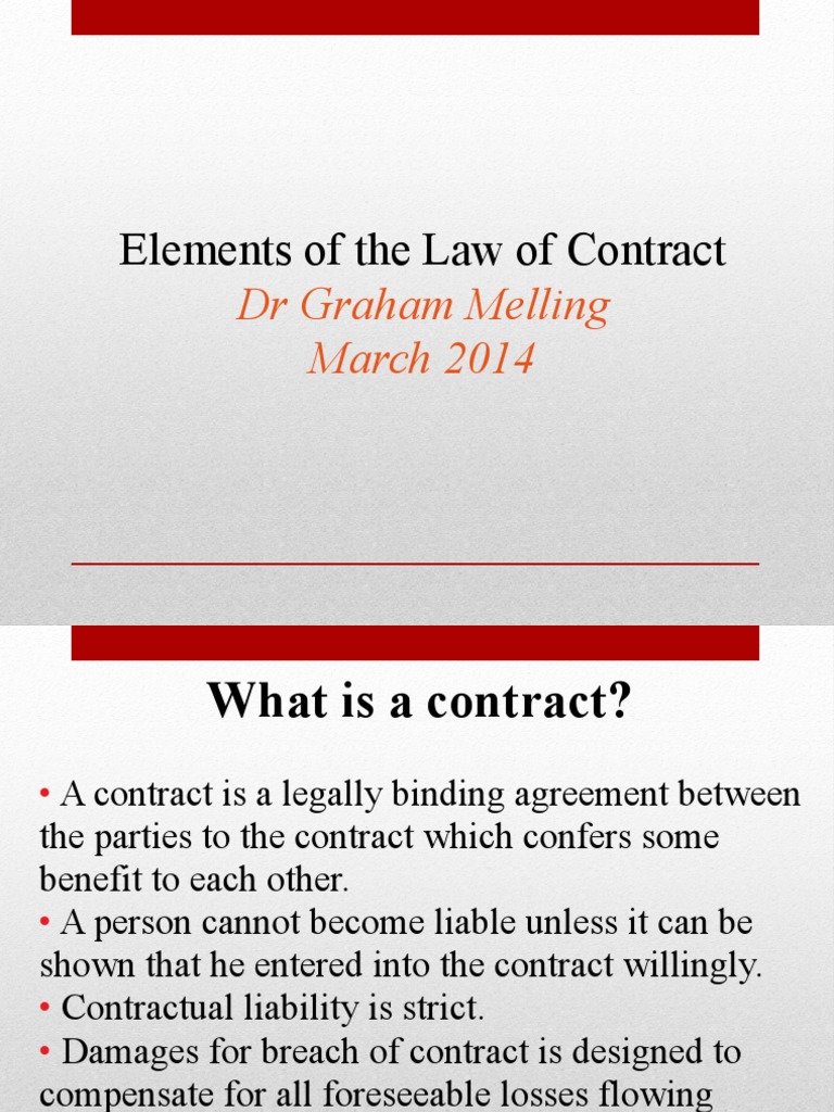 Elements of The Law of Contract: DR Graham Melling March 2014 | PDF ...