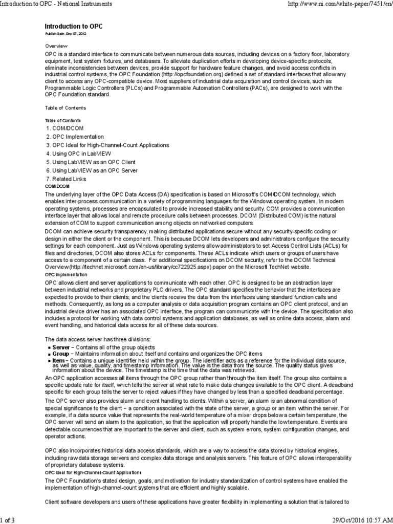Understanding OPC Standards and Implementation | PDF | Component Object Model | Programmable ...