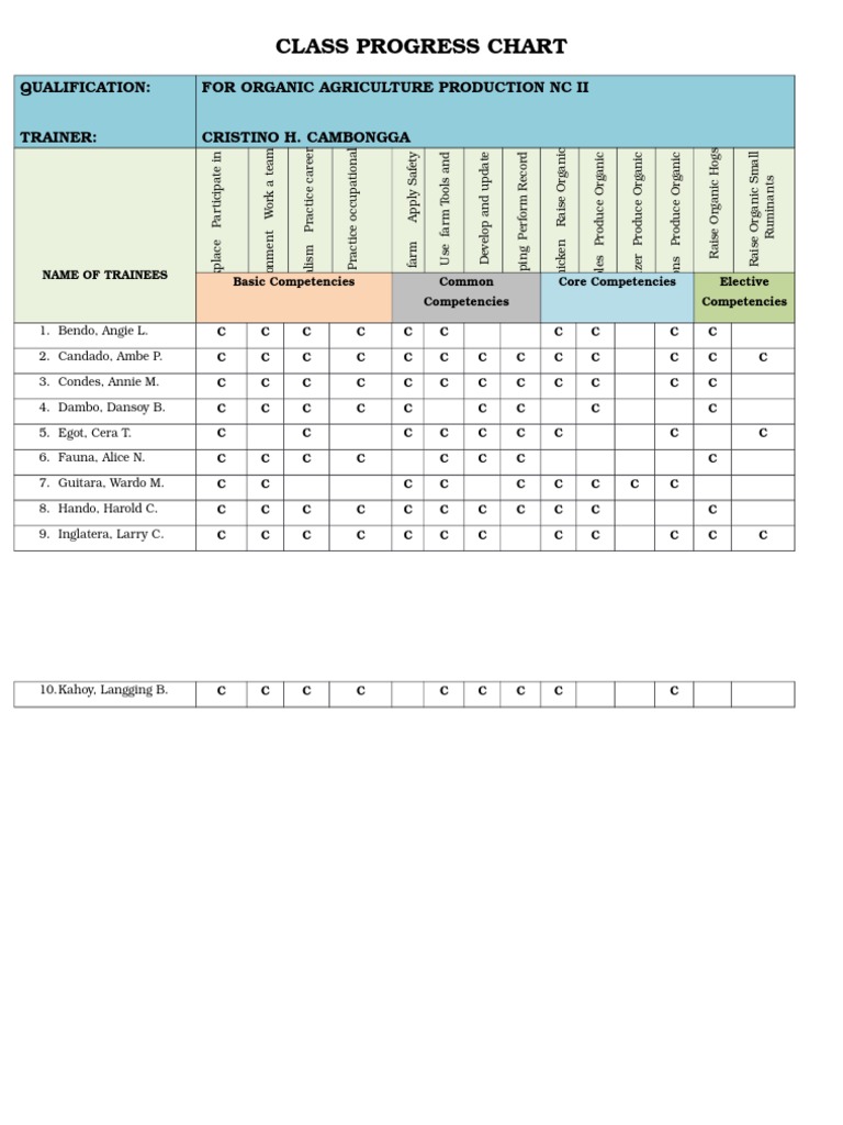 Class Progress Chart | PDF