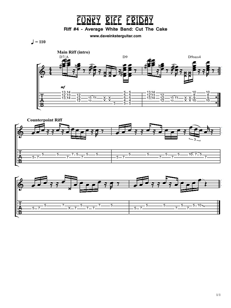 An Analysis of the Main and Counterpoint Riffs from "Cut The Cake | PDF