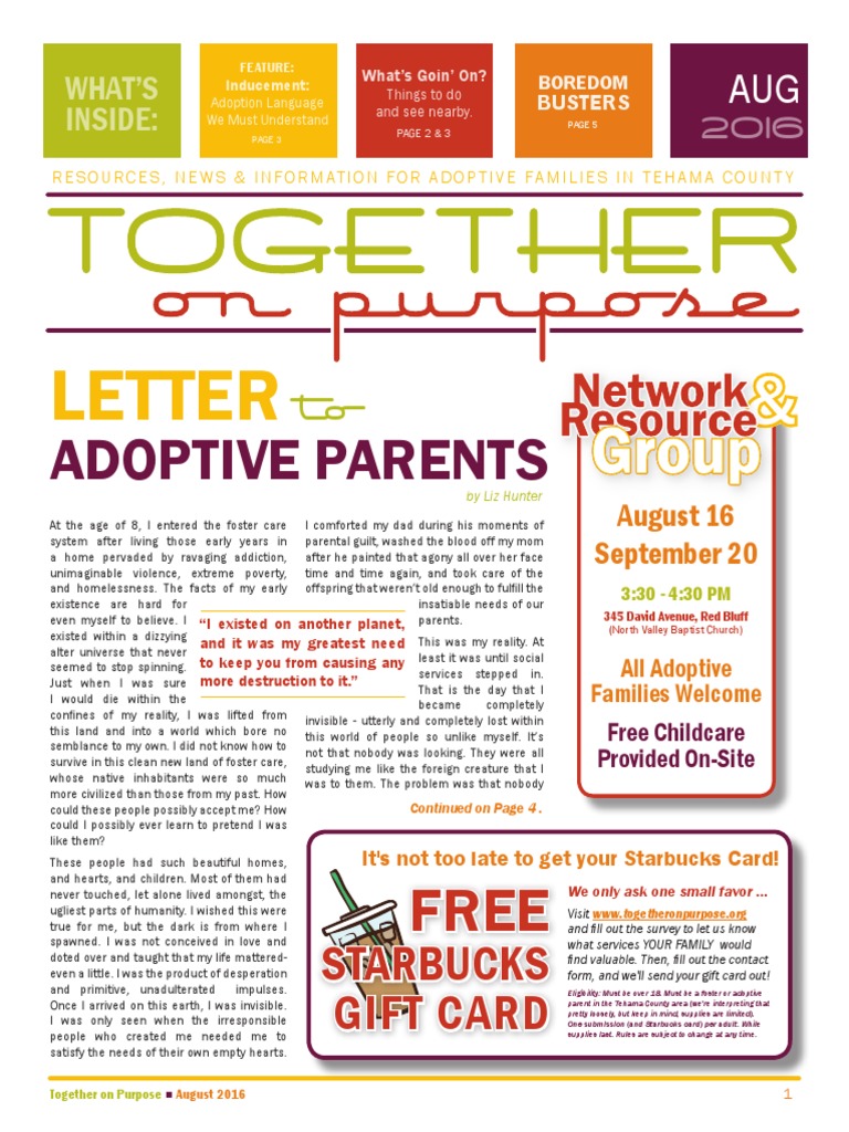Letter: Adoptive Parents | PDF | Adoption | Foster Care