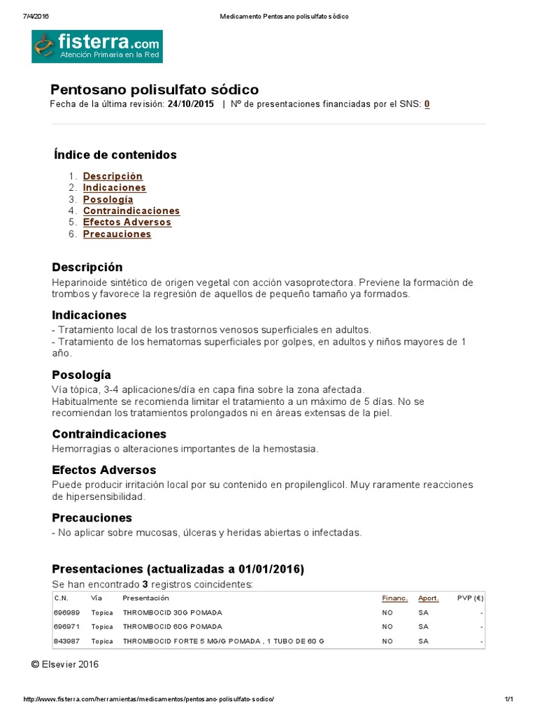 Medicamento Pentosano Polisulfato Sódico 2015 | PDF | Salud y bienestar
