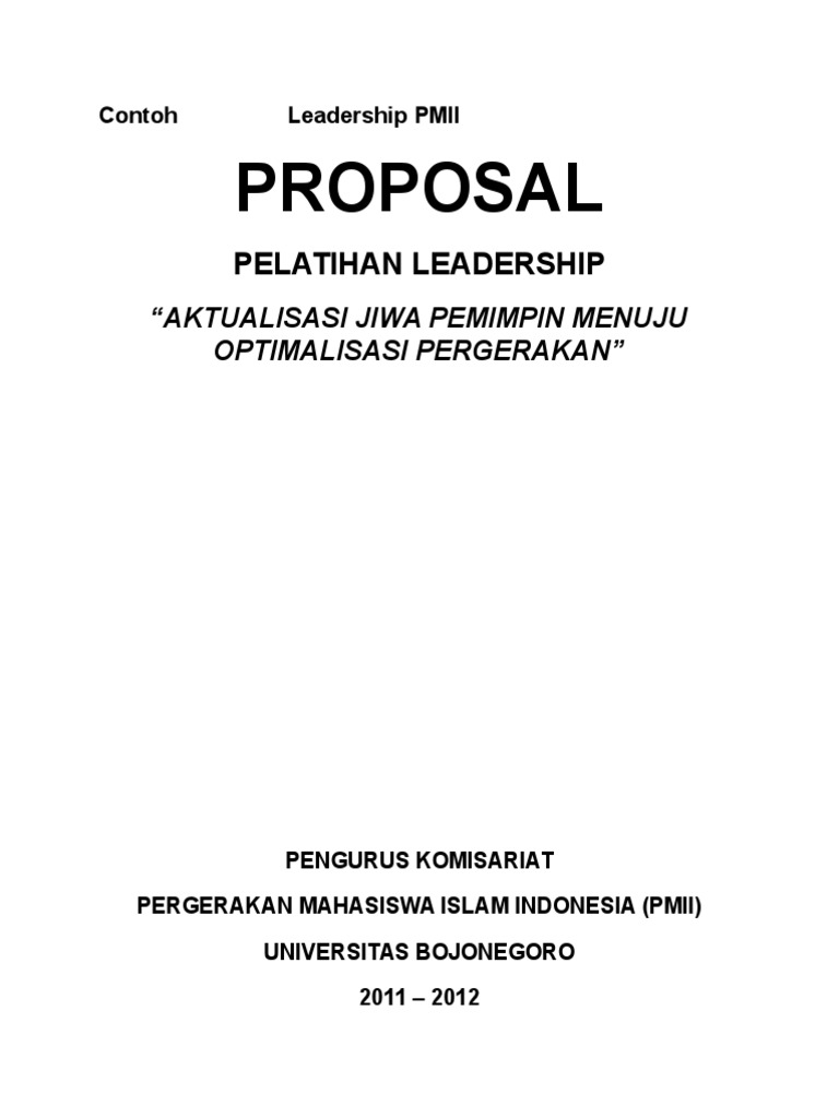 Contoh Proposal Leadership PMII PROPOSAL | PDF