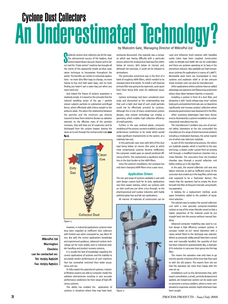 Dust Cyclone Design | Dust | Chemical Engineering | Free 30-day Trial ...