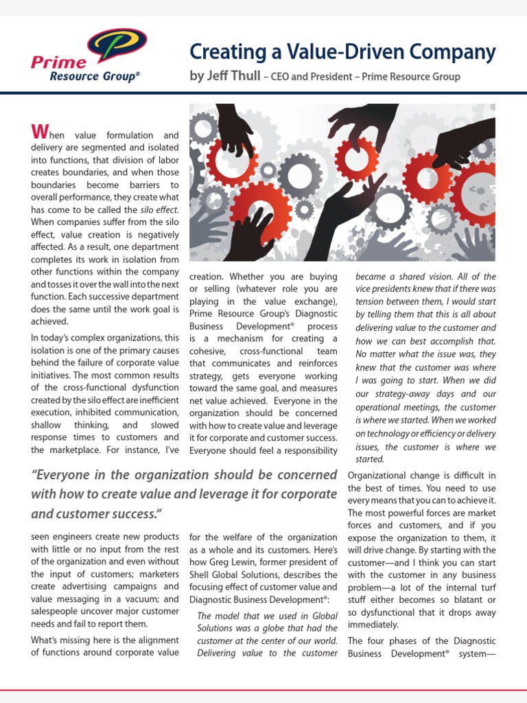 Creating A Value Driven Company | PDF | Strategic Management ...