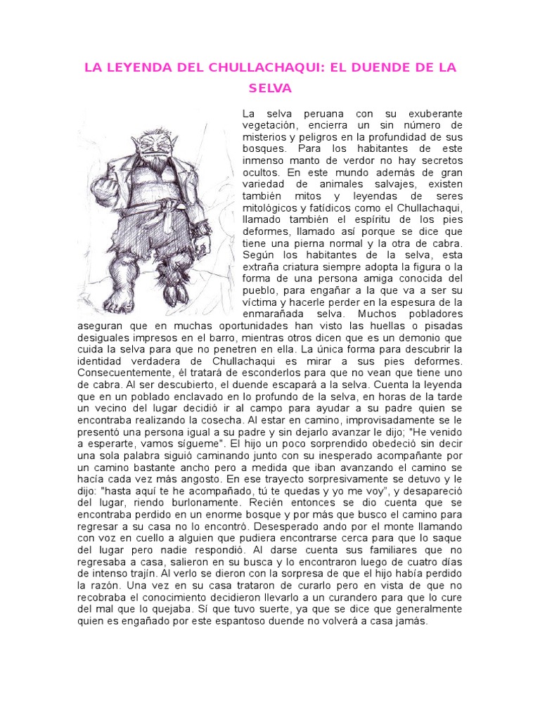 La Leyenda Del Chullachaqui | PDF | Ocio