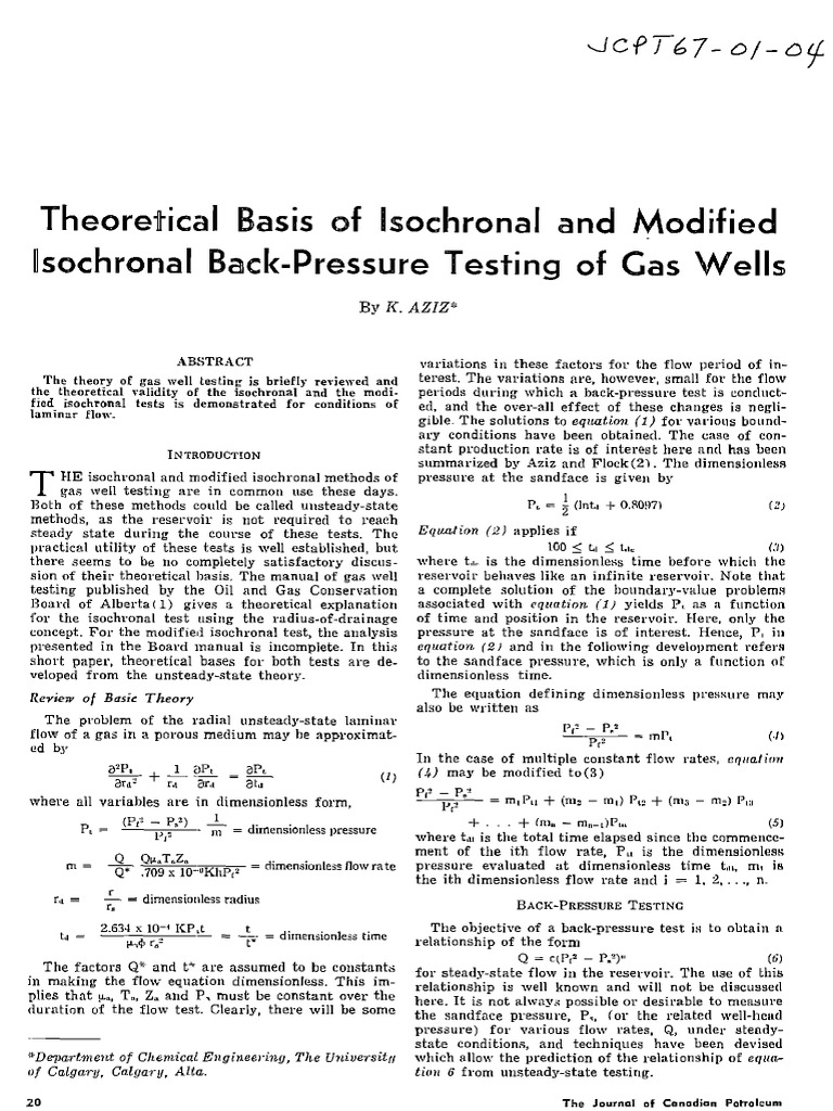 Theoretical Basis of Isochronal and Modified Isochronal Back-Pressure ...