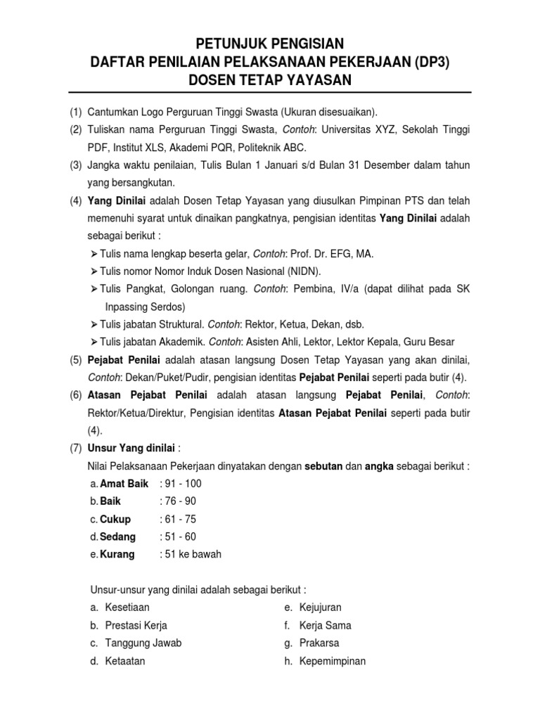 Petunjuk Pengisian DP3 DTY | PDF