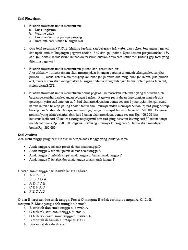 Soal Flowchart Pdf Metode Bahan Ajar