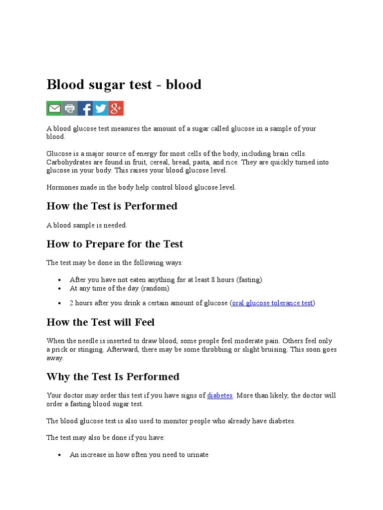 Blood Sugar Test | PDF | Blood Sugar | Diabetes Mellitus Type 2