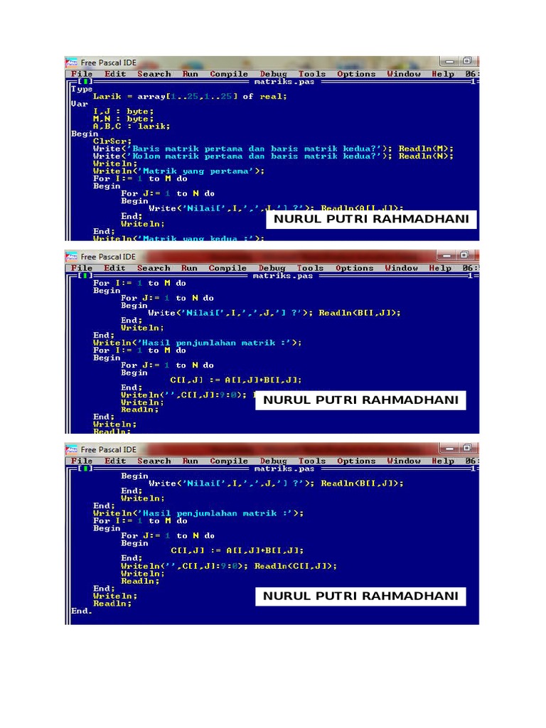 Program Matriks | PDF