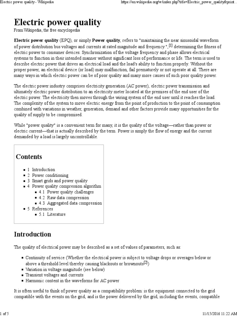 Electric Power Quality - Wikipedia | PDF | Power (Physics) | Electrical ...