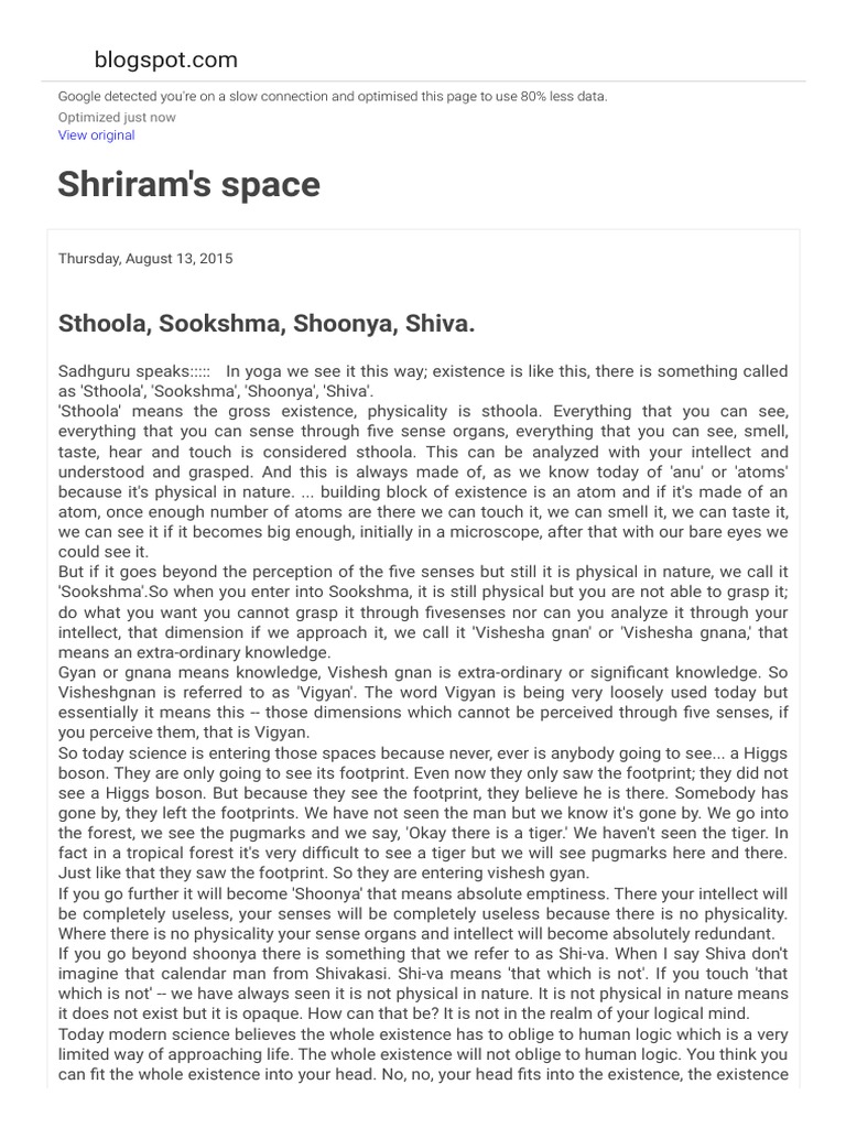 Understanding Sthoola to Shiva | PDF | Senses | Śūnyatā