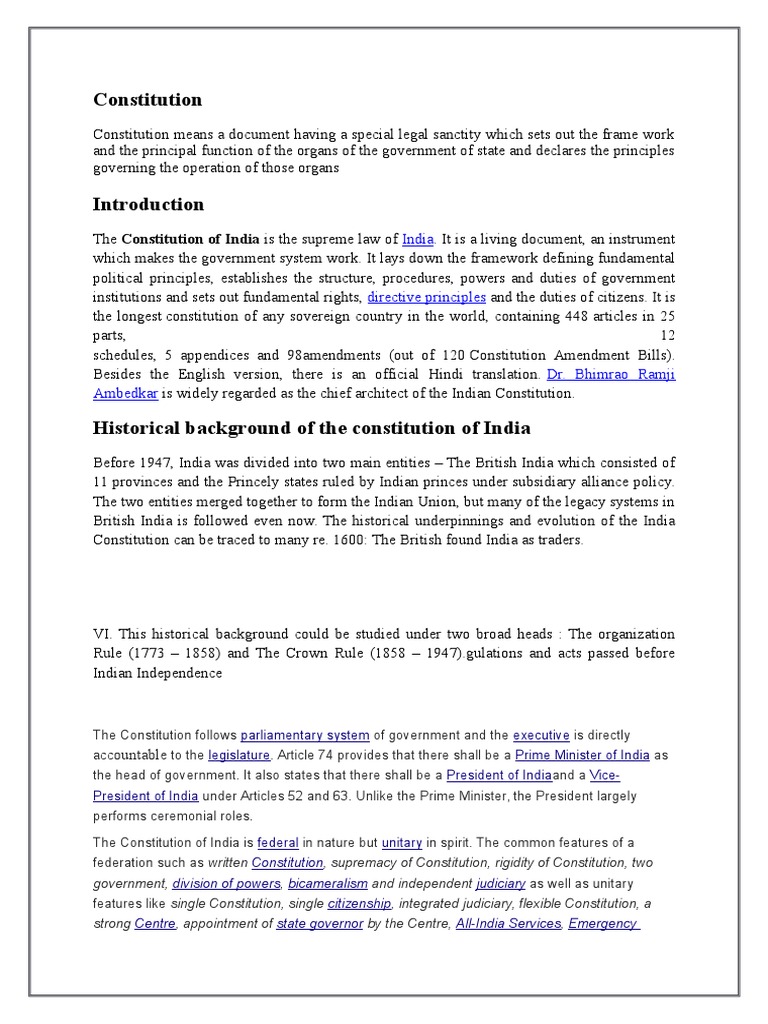 Overview of the Indian Constitution | PDF | Political Charters ...