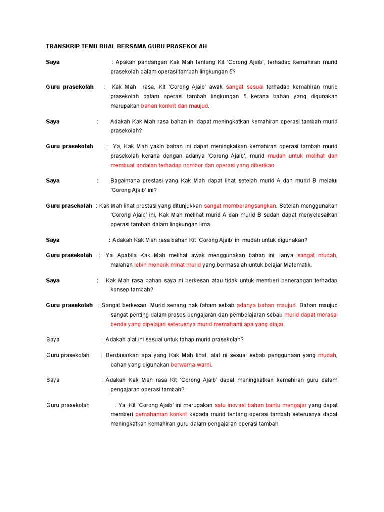 Transkrip Temu Bual | PDF