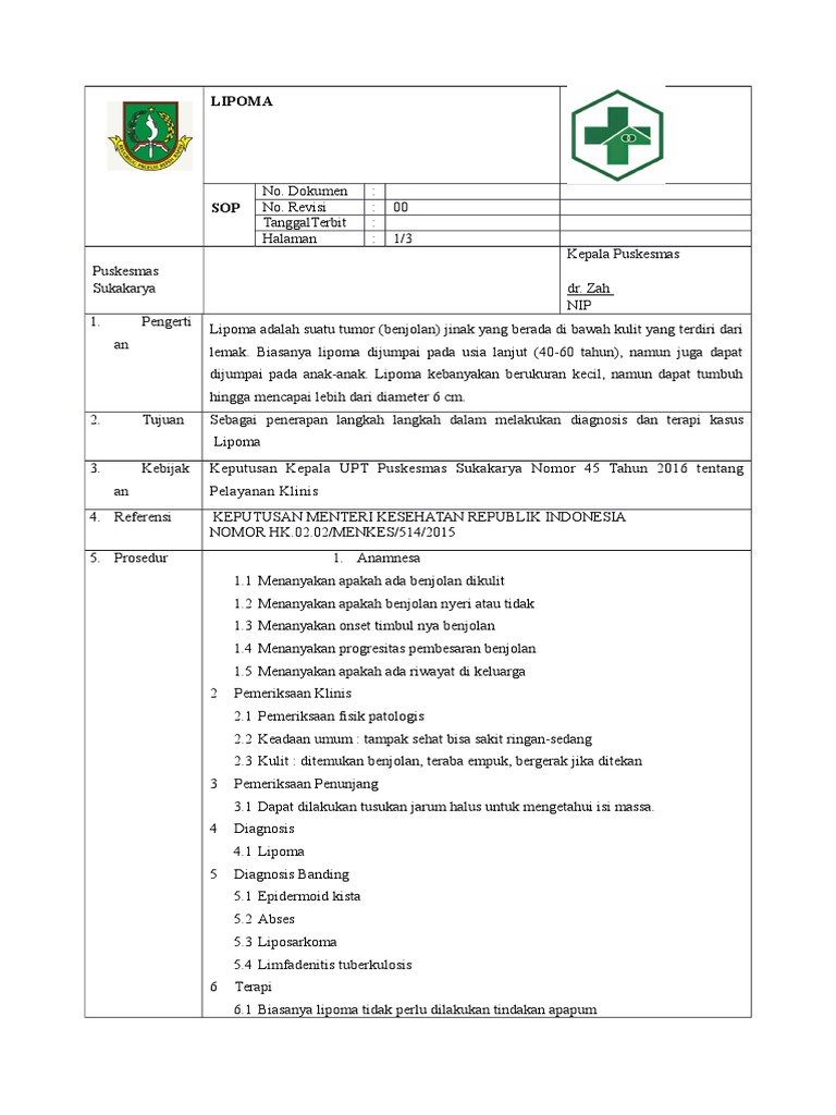 SOP Lipoma | PDF