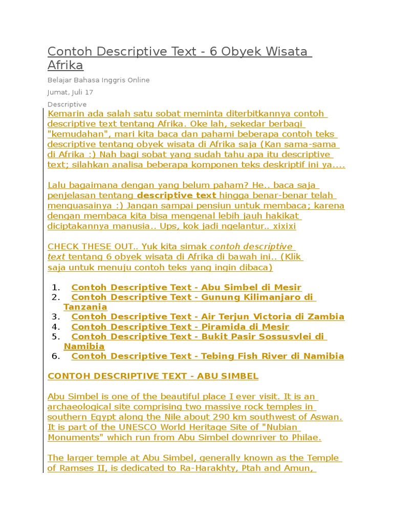 Contoh Descriptive Text | PDF | Geomorphology | Nature