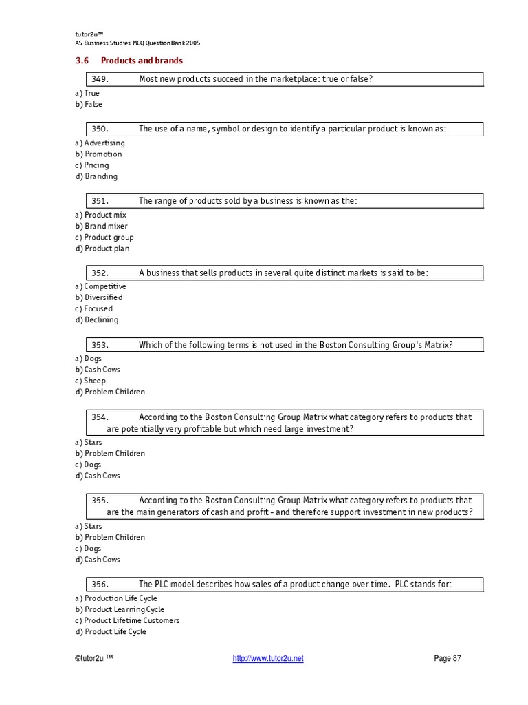 Sample Bus As Questionbank 2005 | PDF | Brand | Private Label