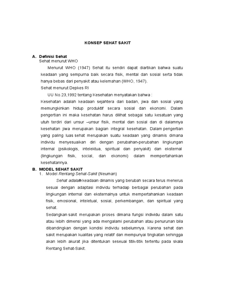 Konsep Sehat Sakit Menurut Who | PDF