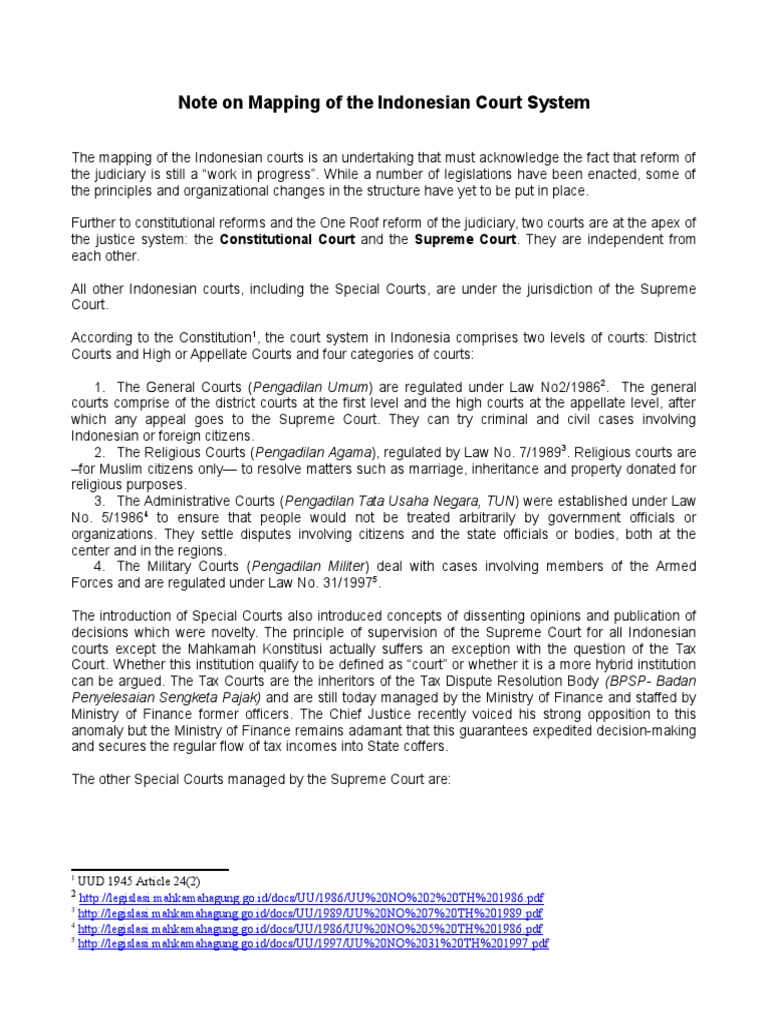 Indonesian Courts Mapping | PDF | Supreme Courts | Judiciaries