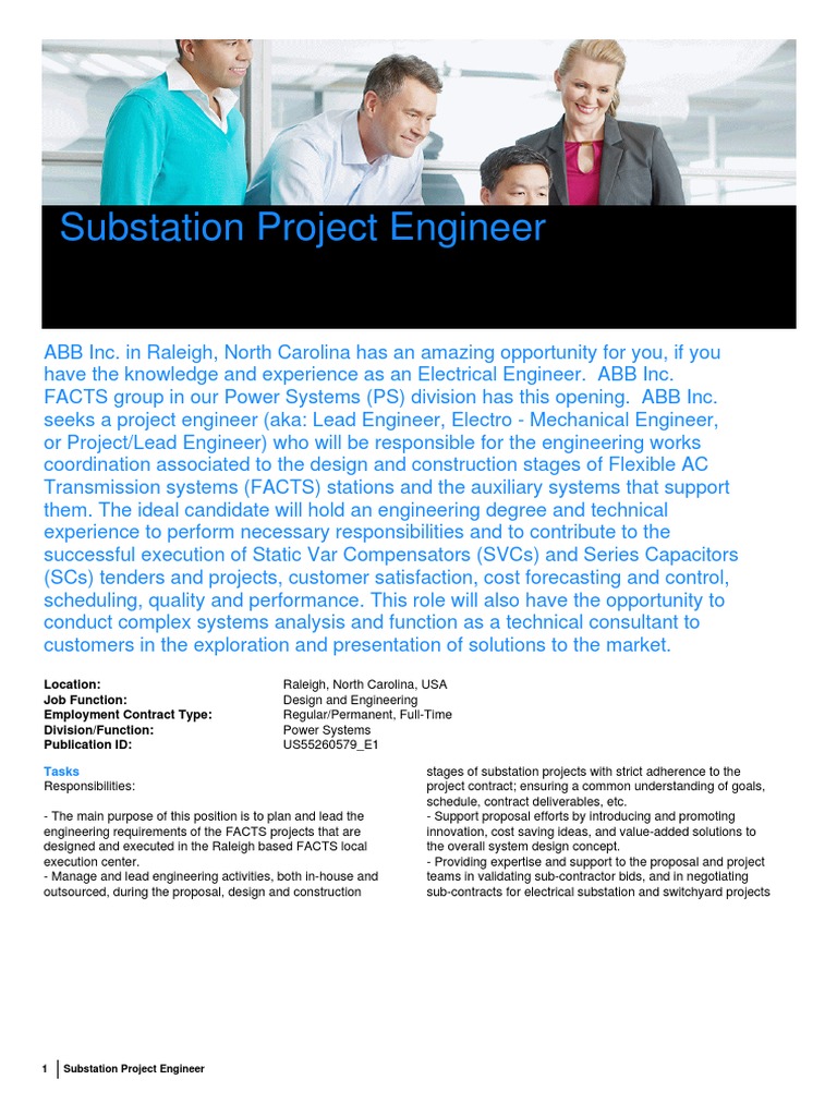 Substation Project Engineer: Location: Job Function: Employment ...