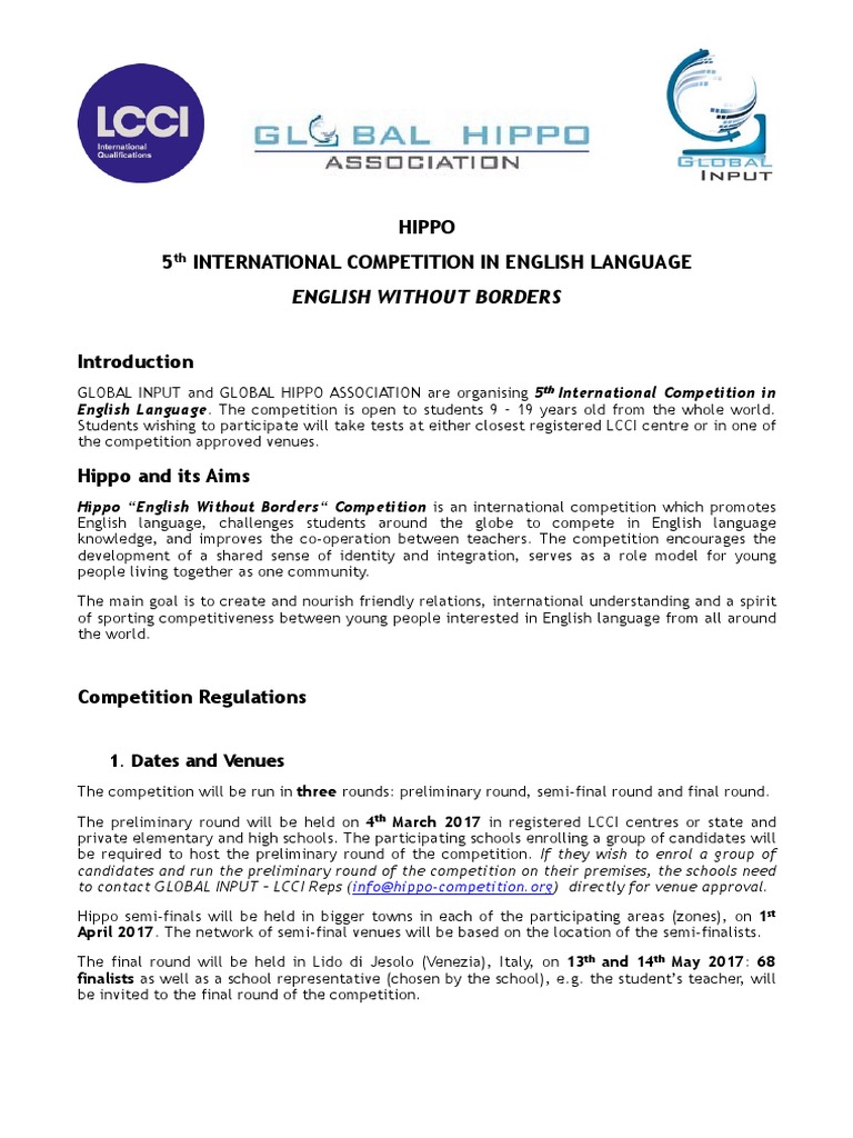 HIPPO 2017 Regulations | PDF | Test (Assessment) | Business