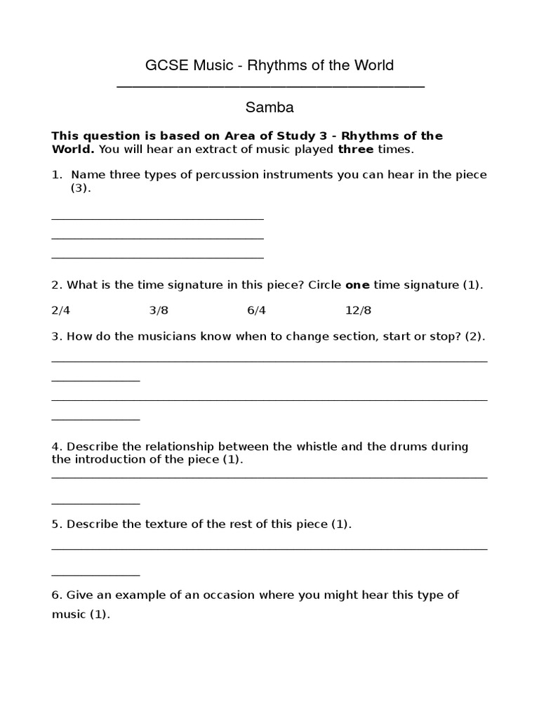 Samba Test | PDF | Rhythm | Drum Kit