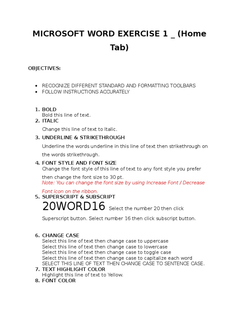 Microsoft Word Exercise 1 | PDF | Letter Case | Typefaces